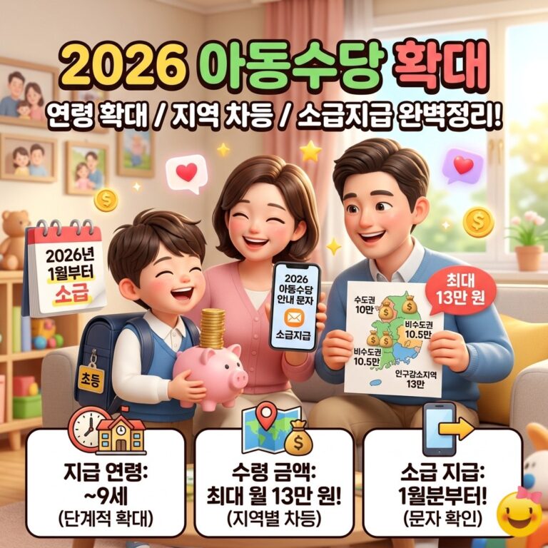 2026 아동수당 확대 총정리: 연령 기준, 소급지급 및 비수도권 추가