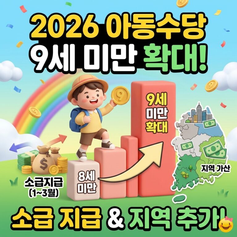 2026 아동수당 확대 총정리: 연령 기준, 소급지급 및 비수도권 추가